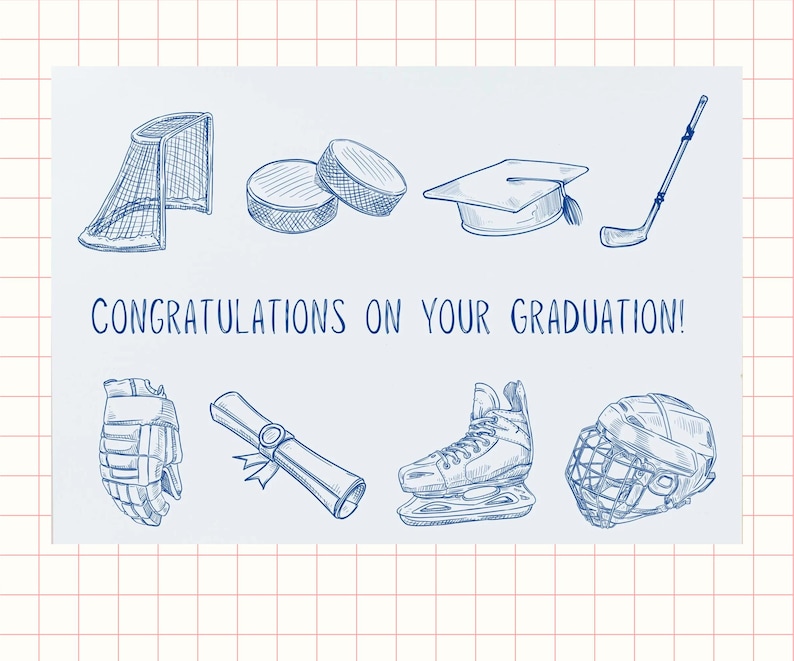 Hockey Graduation Card - Printable Instant Download Sports Card for ...
