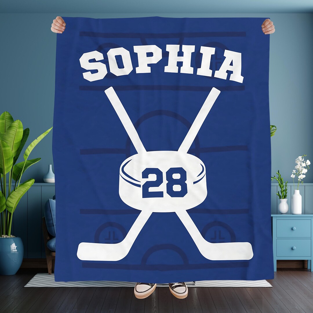 Hockey Blanket With Name and Number - Custom Ice Hockey Blanket ...