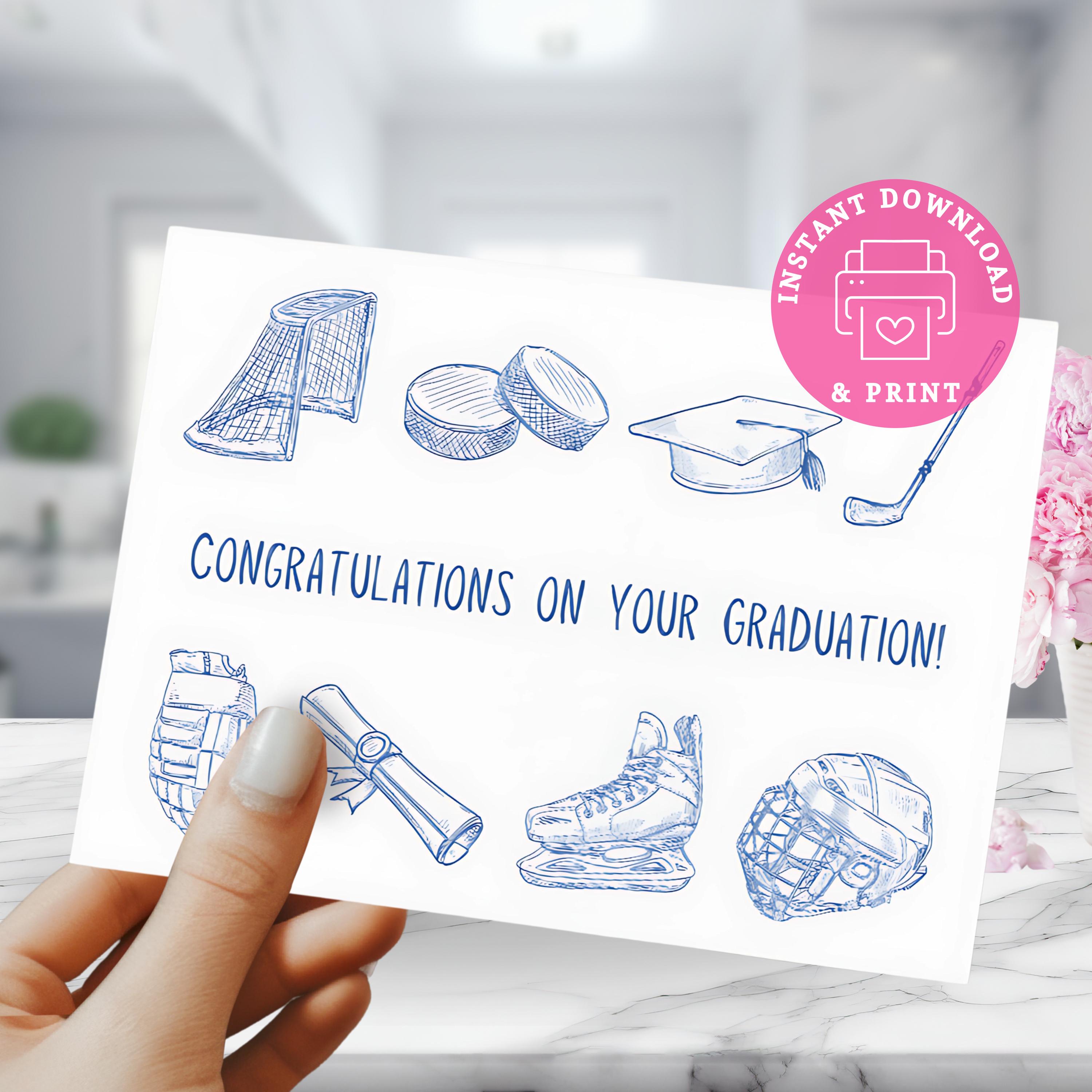 Hockey Graduation Card - Printable Instant Download Sports Card for ...