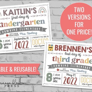 Back to School Sign Boho White Background First & Last Day - Etsy