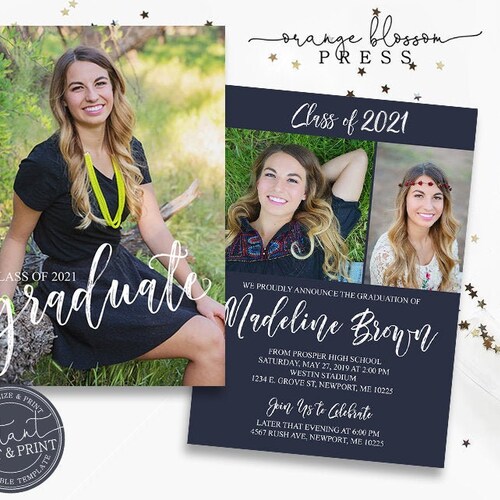 Modern Graduation Invitation // Instant Download // - Etsy