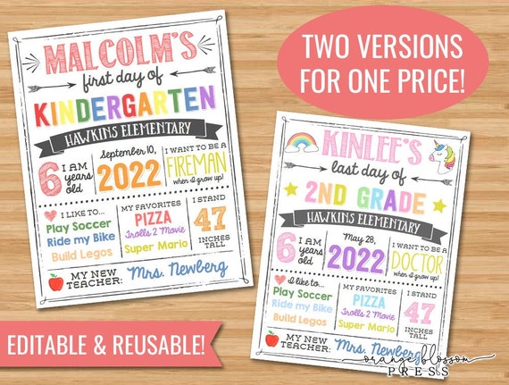 Back to School Sign White Background First & Last Day - Etsy