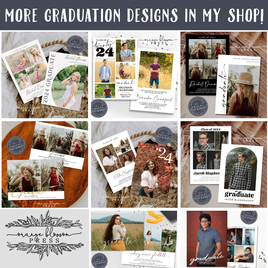 Boho Graduation Party Invitation, Bohemian Pampas, High School, Collage ...