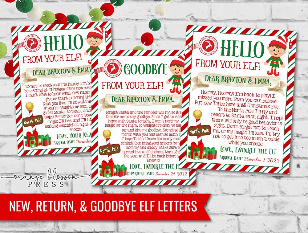 Christmas Elf Design Bundle, Welcome Goodbye Letter, Elf Note, Adoption ...