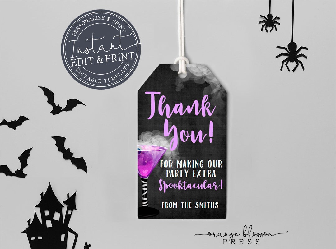 Spooky Cocktail Thank You Tags, Halloween Gift Tags, Halloween Party ...