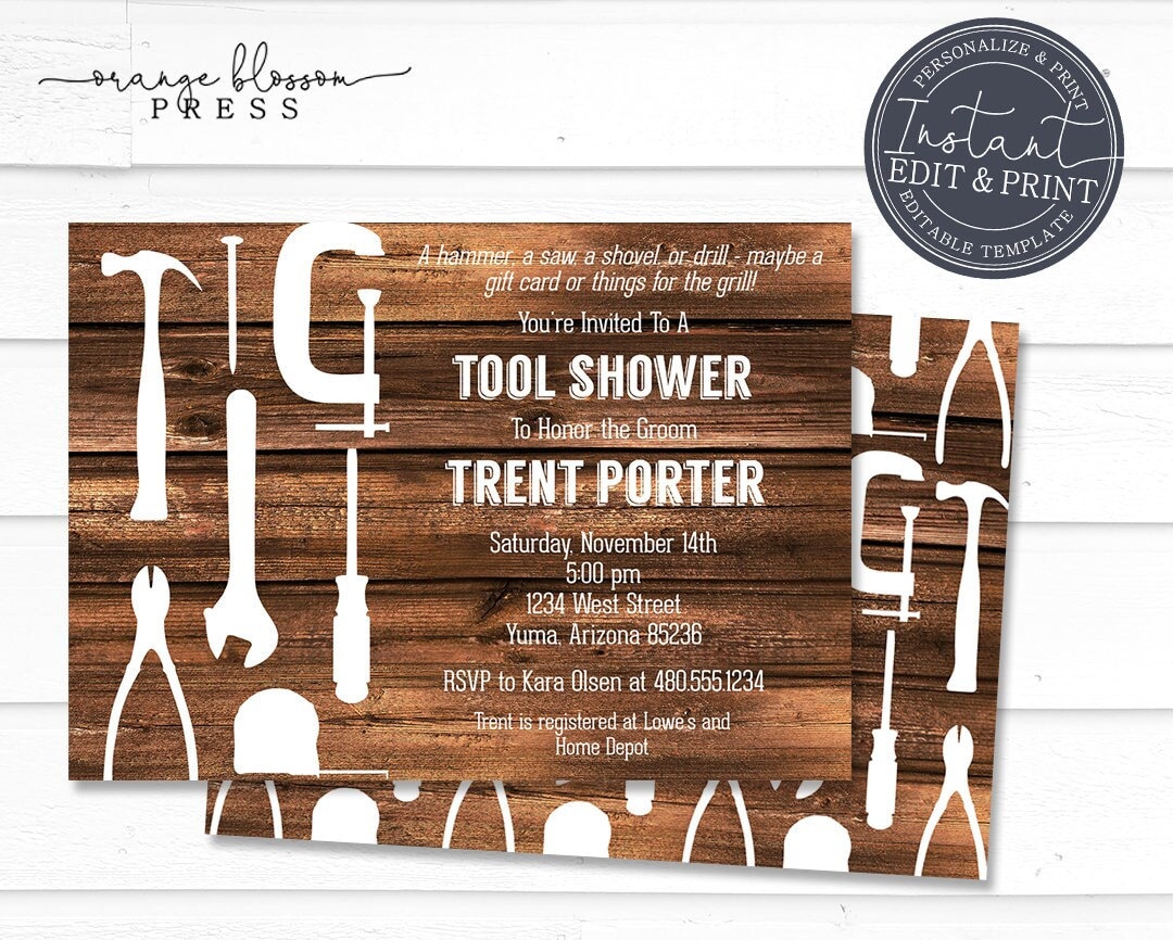 Rustic Groom's Shower Invitation, Honey Do Shower, Barn Wood Tool ...