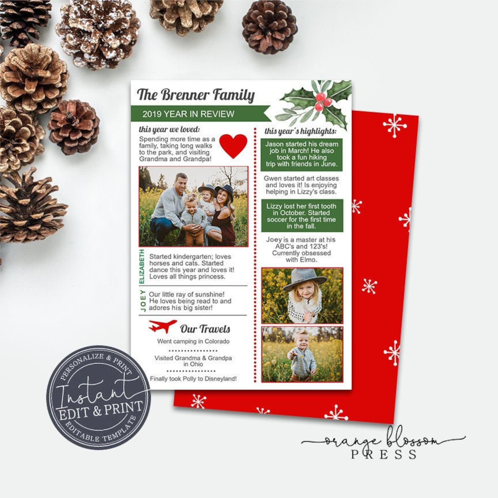 Year in Review Christmas Card Holiday Custom Personalized - Etsy