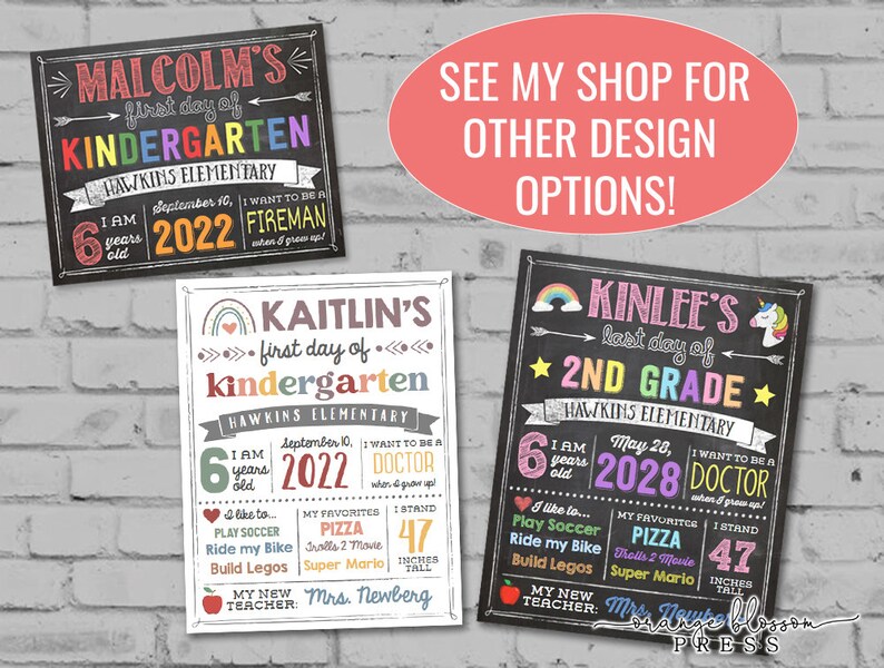 Back to School Sign White Background First & Last Day - Etsy