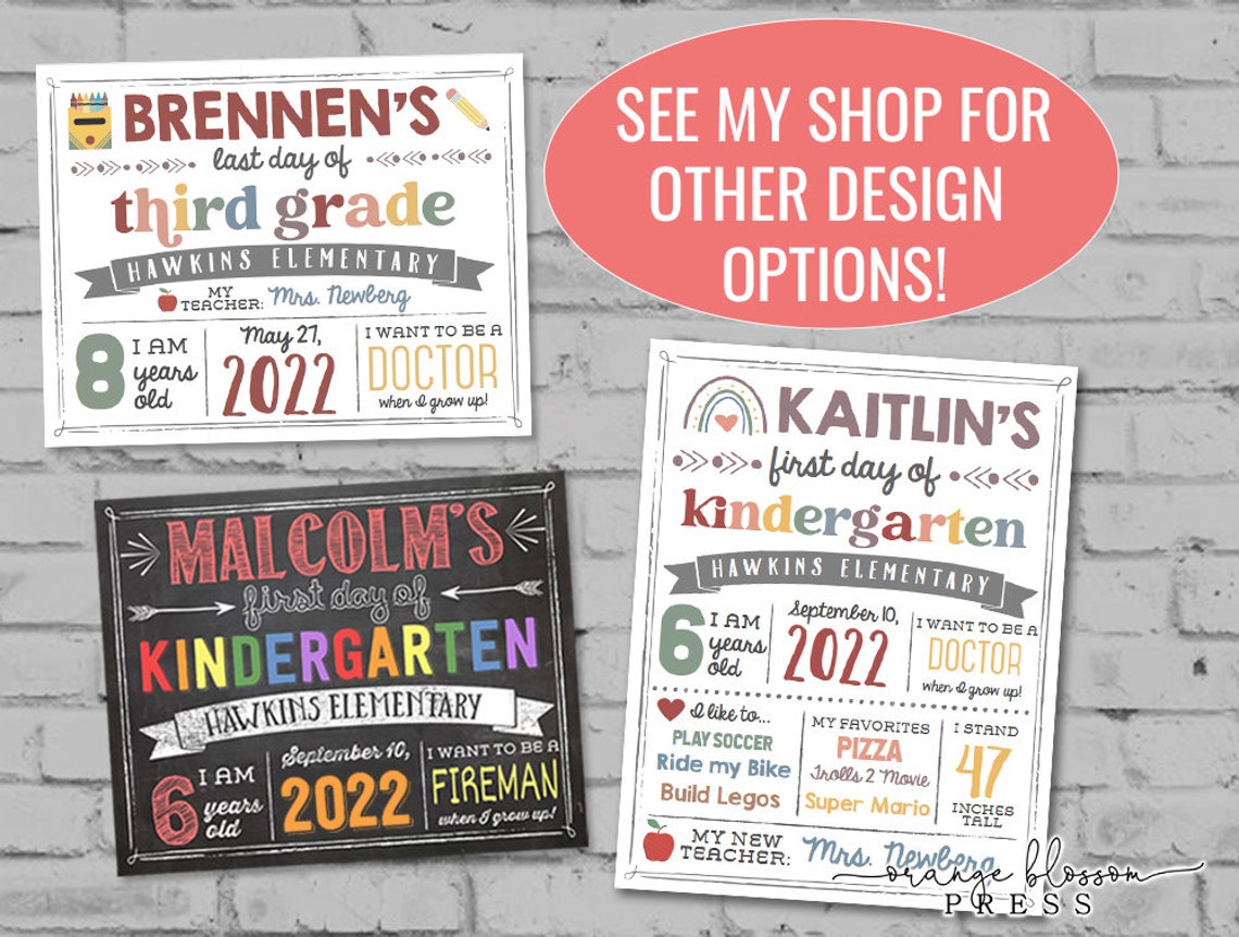 Back to School Sign Boho White Background First & Last Day - Etsy