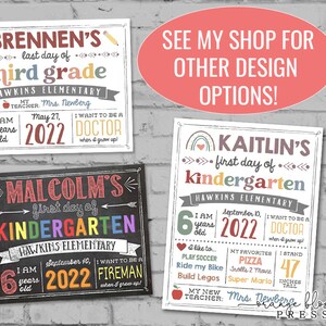 Back to School Sign, Boho White Background, First & Last Day, Editable ...