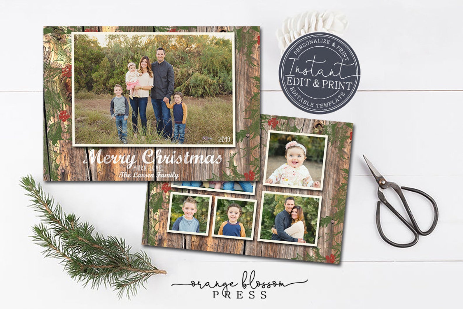 Photo Christmas Holiday Card Rustic Christmas Card Barn - Etsy