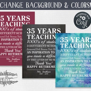 Teacher Retirement Gift Printable, 8x10 Thank You Teacher Poster ...