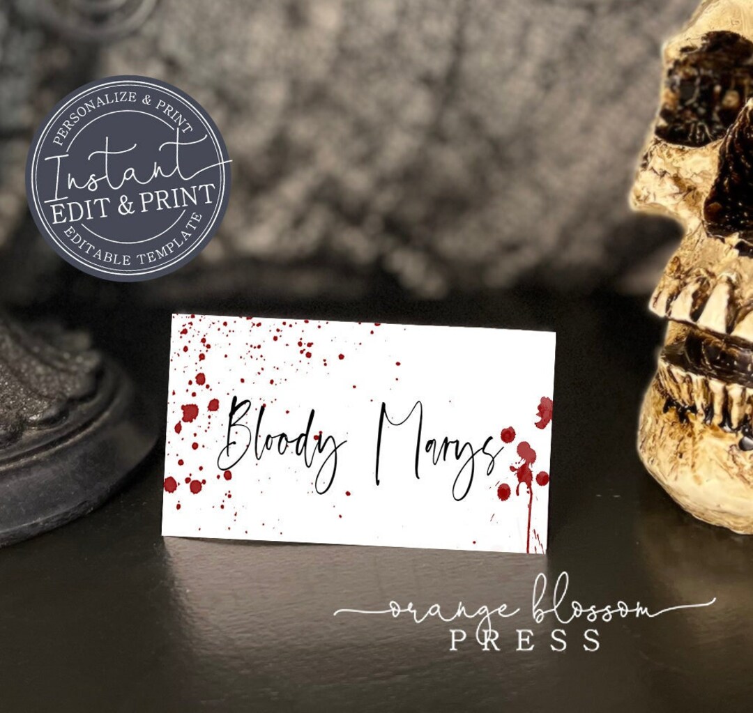 Bloody Tent Cards, Blood Spatter Place Cards, Scary, Halloween Party ...