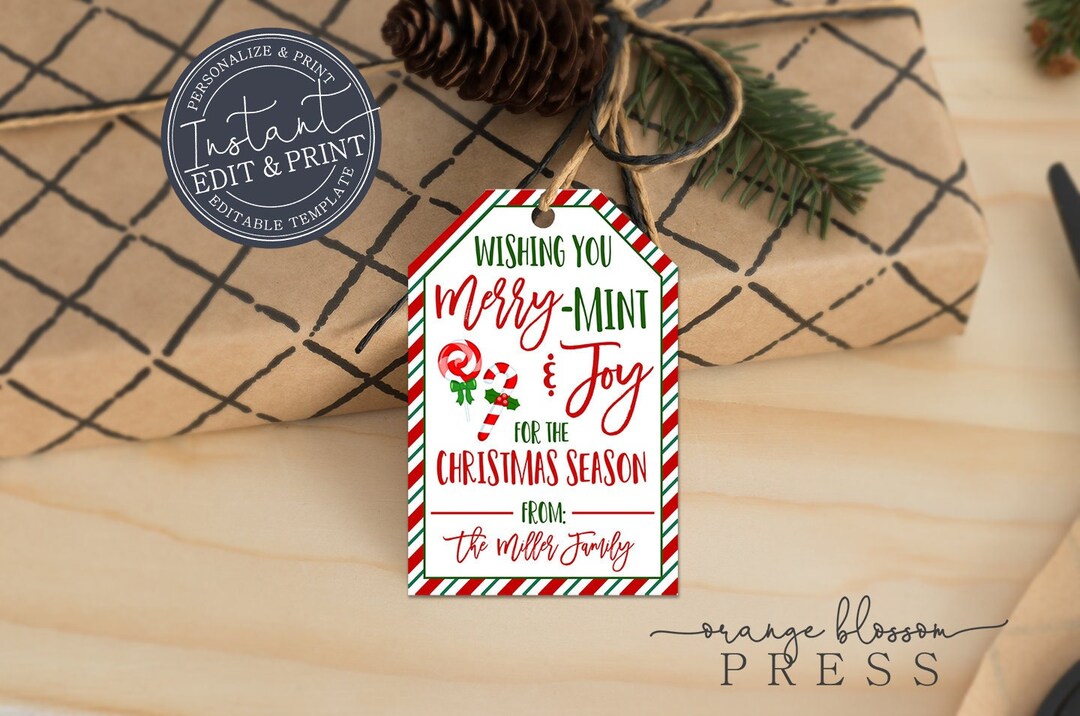 Christmas Mint Gift Tags, Treat Gift Tags, Food Labels, Watercolor ...