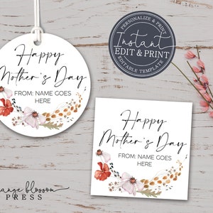 Mother's Day Gift Tags, Wildflower Treat Gift Tag, Labels, Watercolor ...
