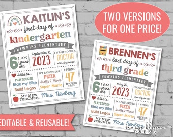 Back to School Sign First Day of School Sign Template Back - Etsy