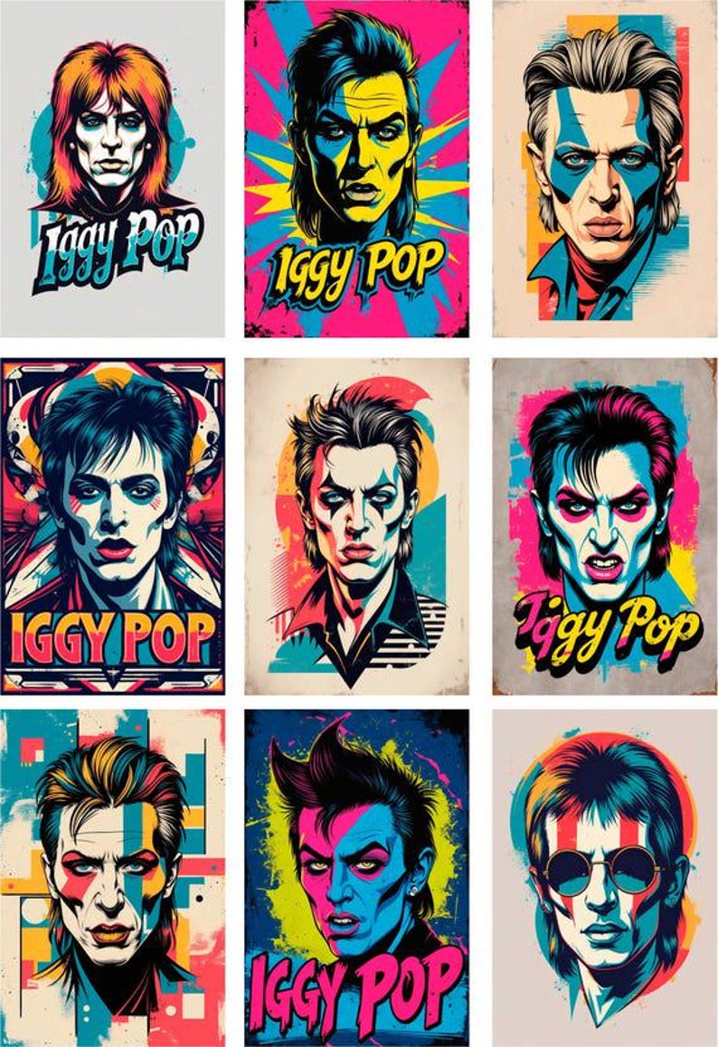 Iggy Pop Design Bundle | Svg, Eps, Pdf, Png for 70's & 80's Pop Rock ...