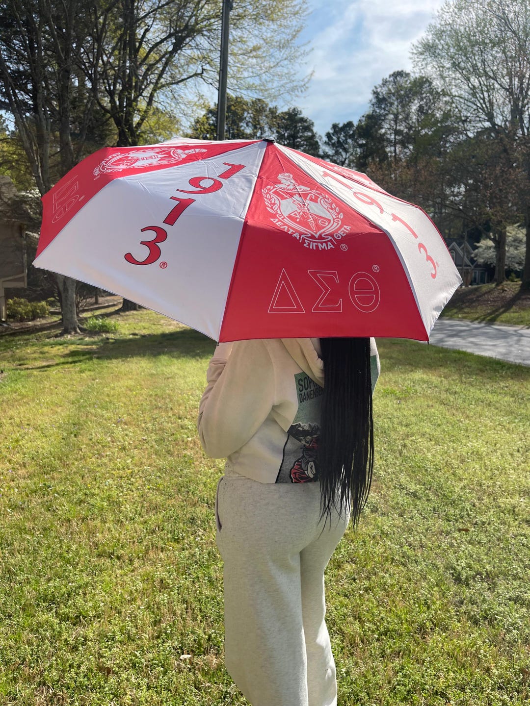 Gift for Delta Sigma Theta Umbrella DST Red and White Sorority Umbrella ...