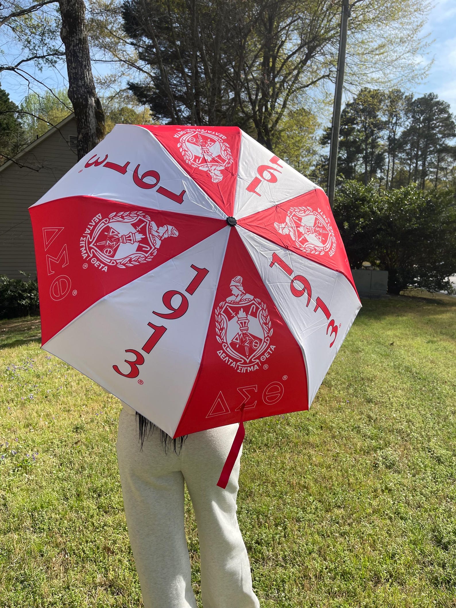Gift for Delta Sigma Theta Umbrella DST Red and White Sorority Umbrella ...