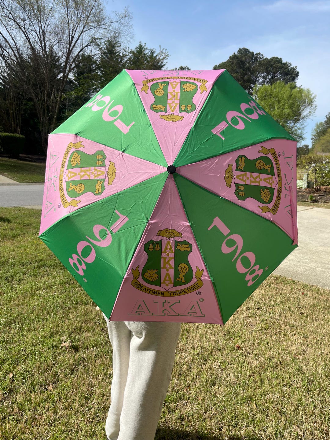 Pink and Green Sorority Umbrella Greek Paraphernalia Gift for Women ...