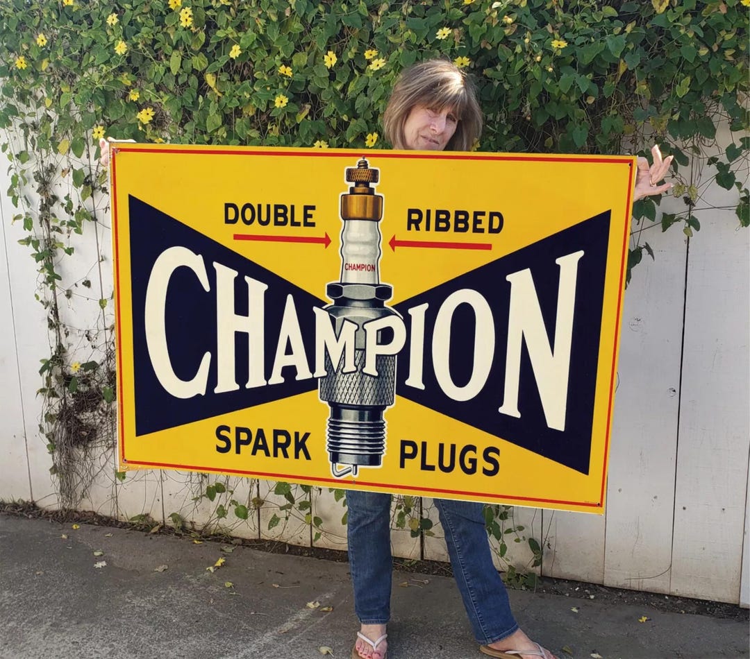 Vintage Champion Spark Plug Banner - Repro 48" X 33" for Gas ...