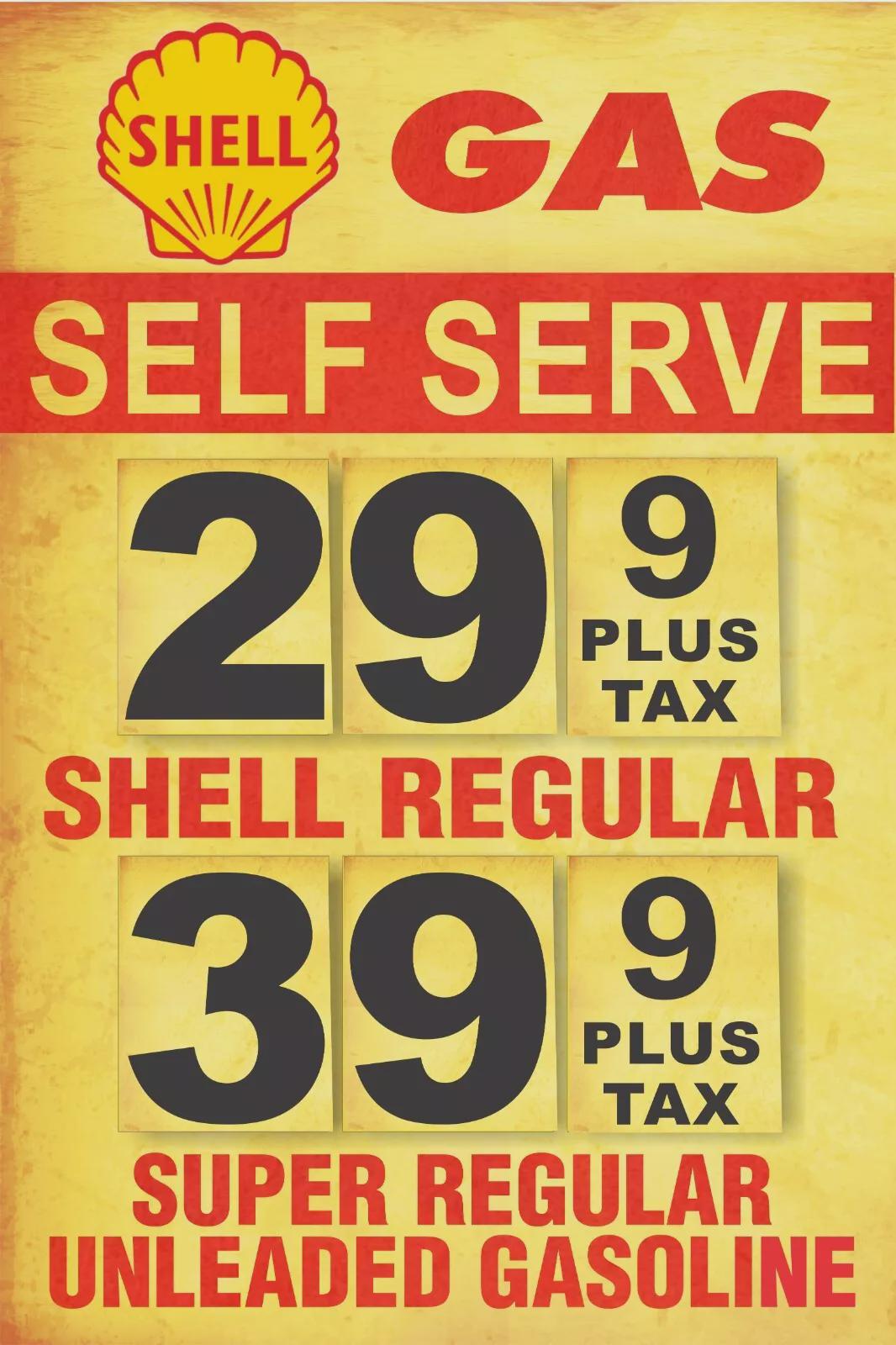 Shell Gas for 29 Cents Banner Vintage Style Man Cave, Game Room, Garage ...