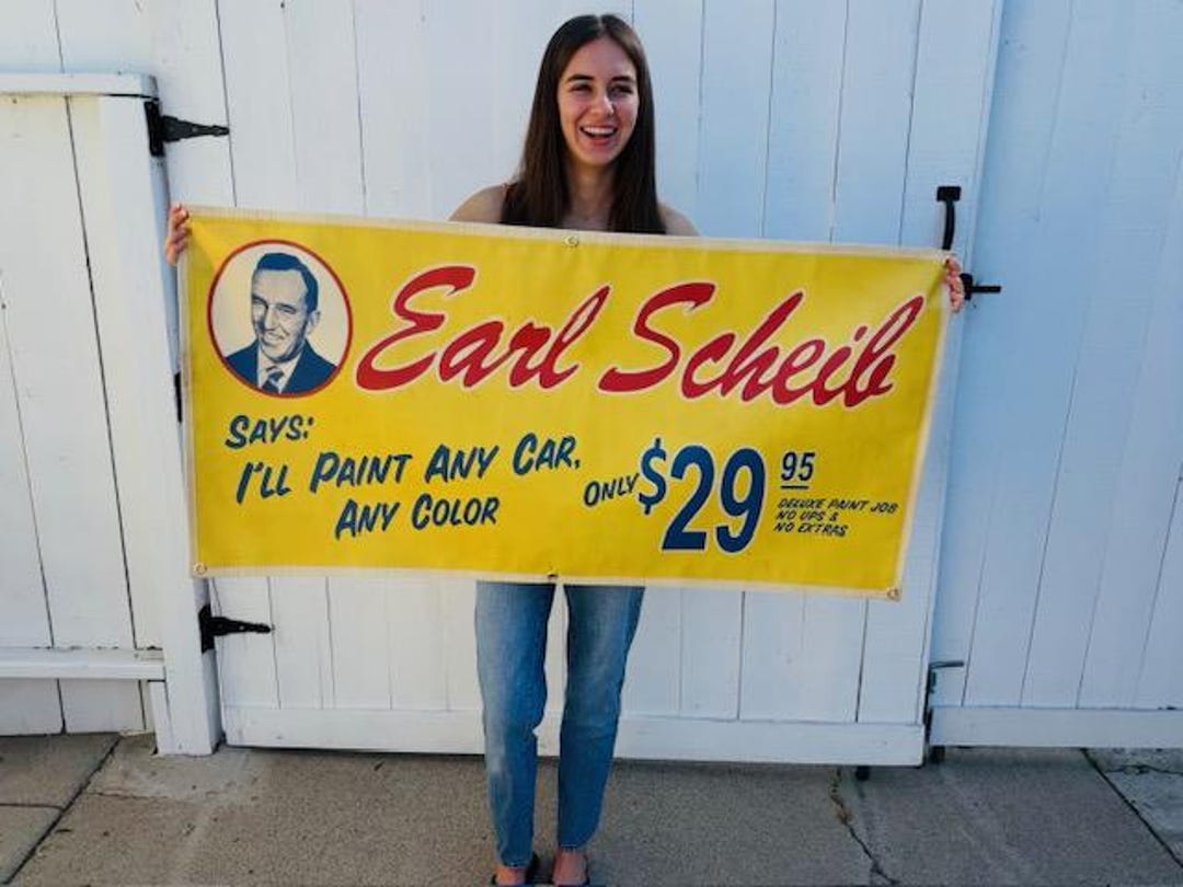 Vintage EARL SCHEIB Banner Auto Paint Jobs for 29.95 Repro 4 Garage ...
