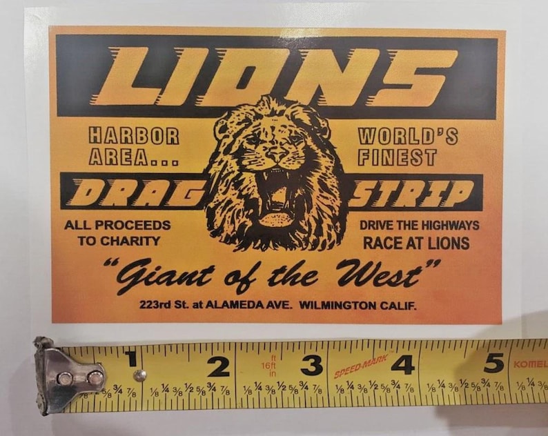 Lions Drag Strip Sticker - Retro Hot Rod NHRA History Vintage Style ...