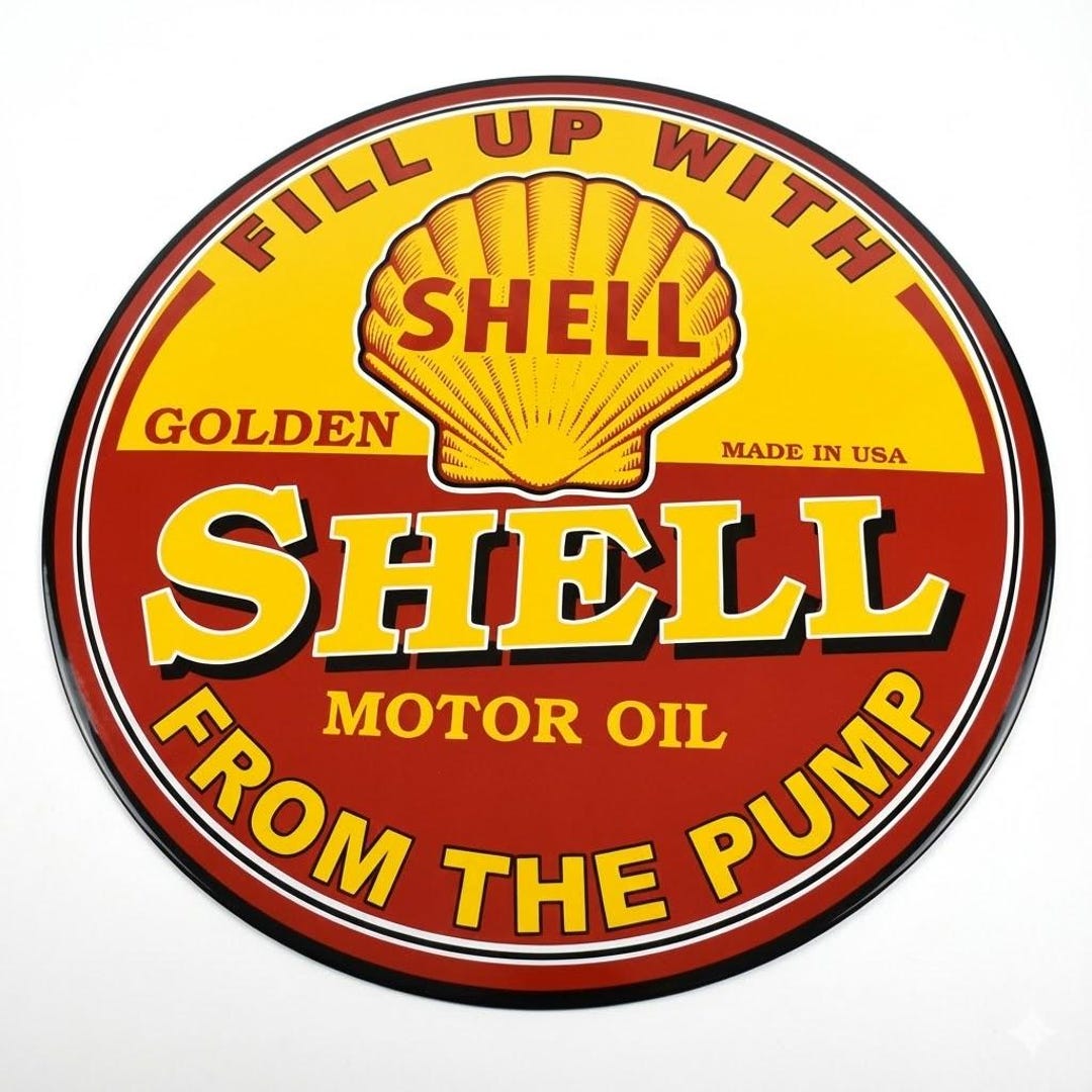 Vintage 1930s Shell "golden Shell" Motor Oil Sticker -retro Gas Station ...