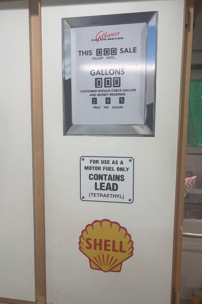 SHELL Gas Pump Vintage Sticker Kit for Door Mural/fridge Wrap Great 4 ...