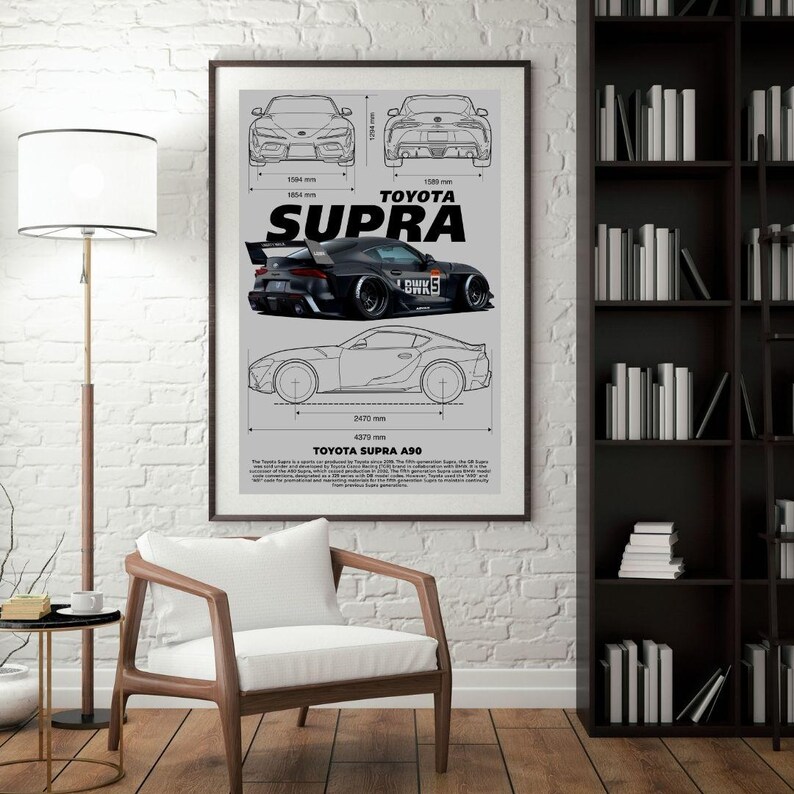 Printable A90 Toyota Supra Poster | Modern JDM Digital Art PDF | Wall ...