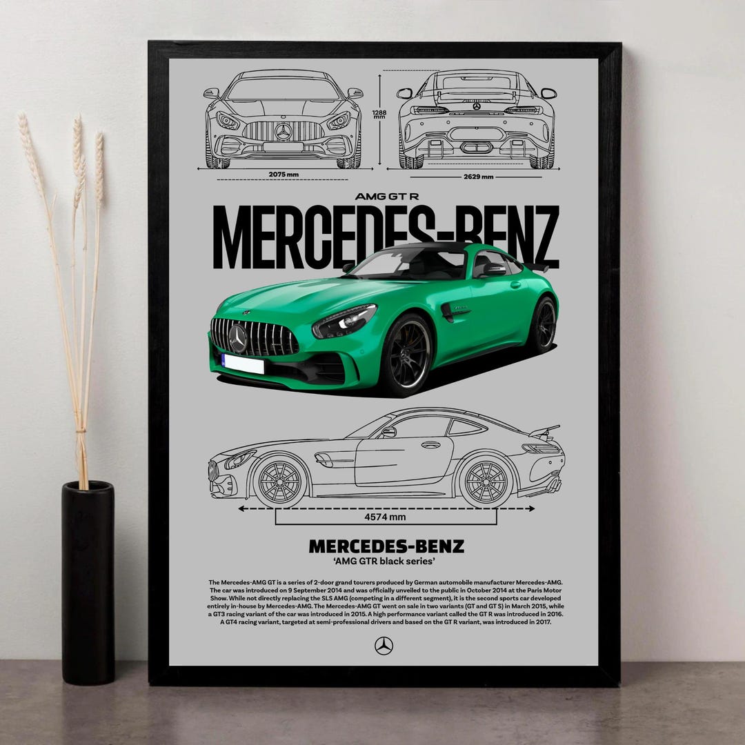 Printable Mercedes AMG GT R Poster | Supercar Digital Art PDF | Wall ...