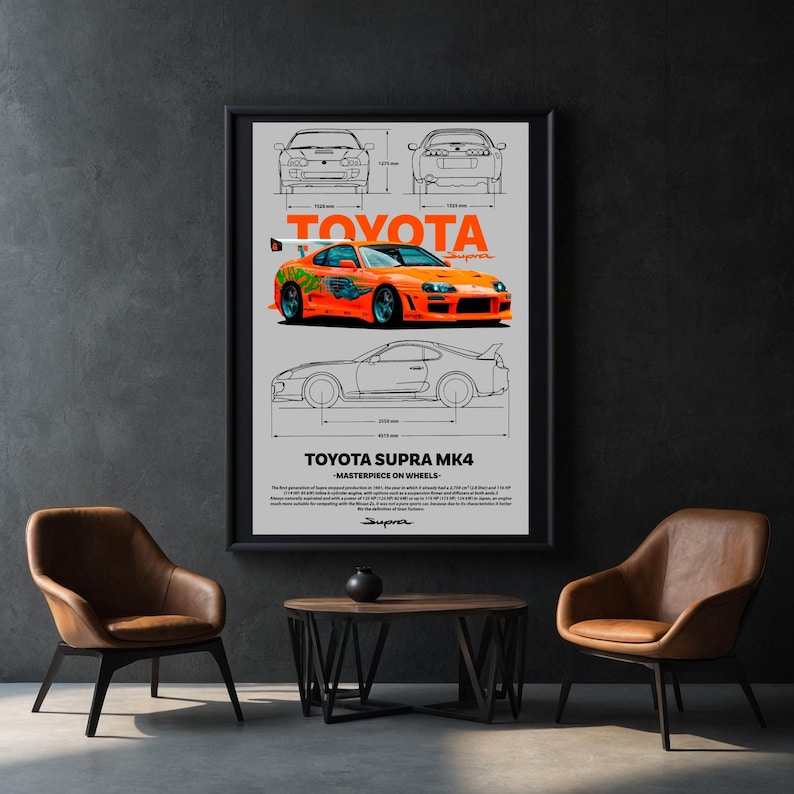 Printable MK4 Toyota Supra Poster | JDM Legend Digital Art PDF | Wall Art for Car Enthusiasts - Etsy