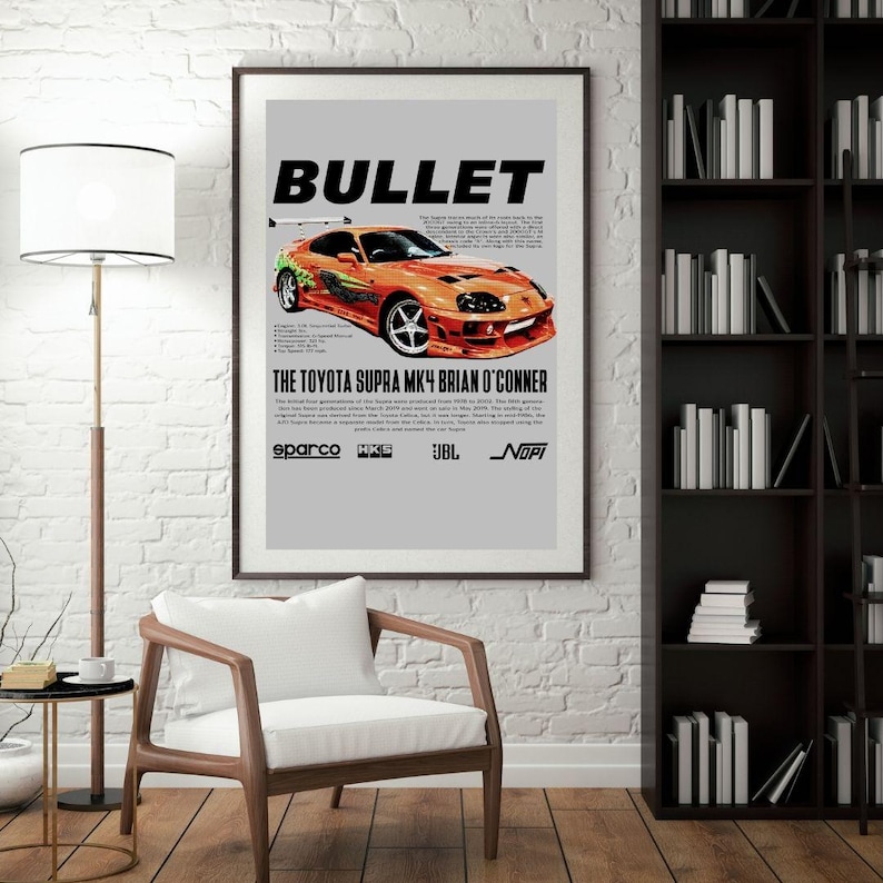 Printable Brian O’conner MK4 Toyota Supra Poster | Fast & Furious ...