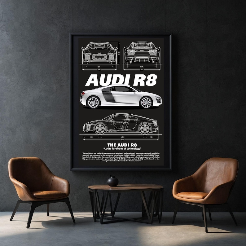 Printable Audi R8 Poster | Digital Supercar Art Quality PDF | Wall ...