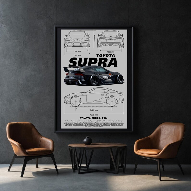 Printable A90 Toyota Supra Poster | Modern JDM Digital Art PDF | Wall ...