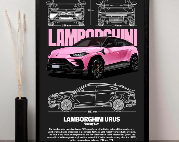 Urus Wall Art | Printable Lamborghini SUV Poster PDF | Bold Digital ...