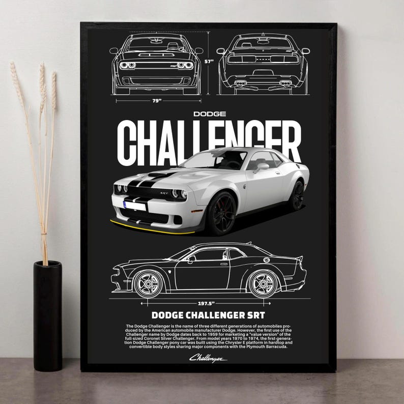 Dodge Challenger SRT Digital Print | High-res American Muscle Poster ...