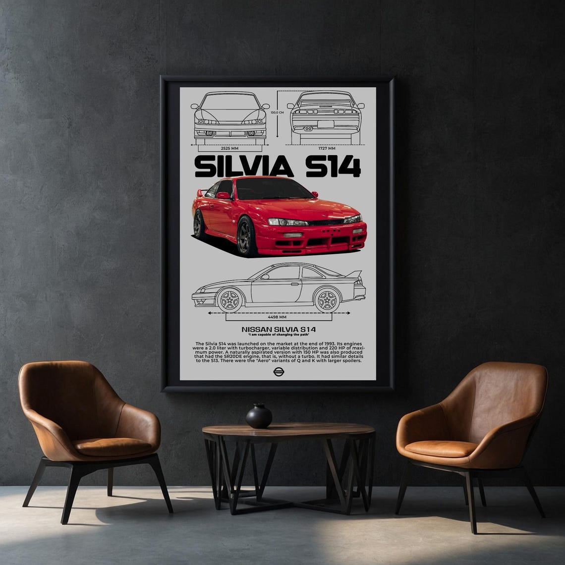 Printable Nissan Silvia S14 Poster | JDM Drift Car Digital Art PDF ...