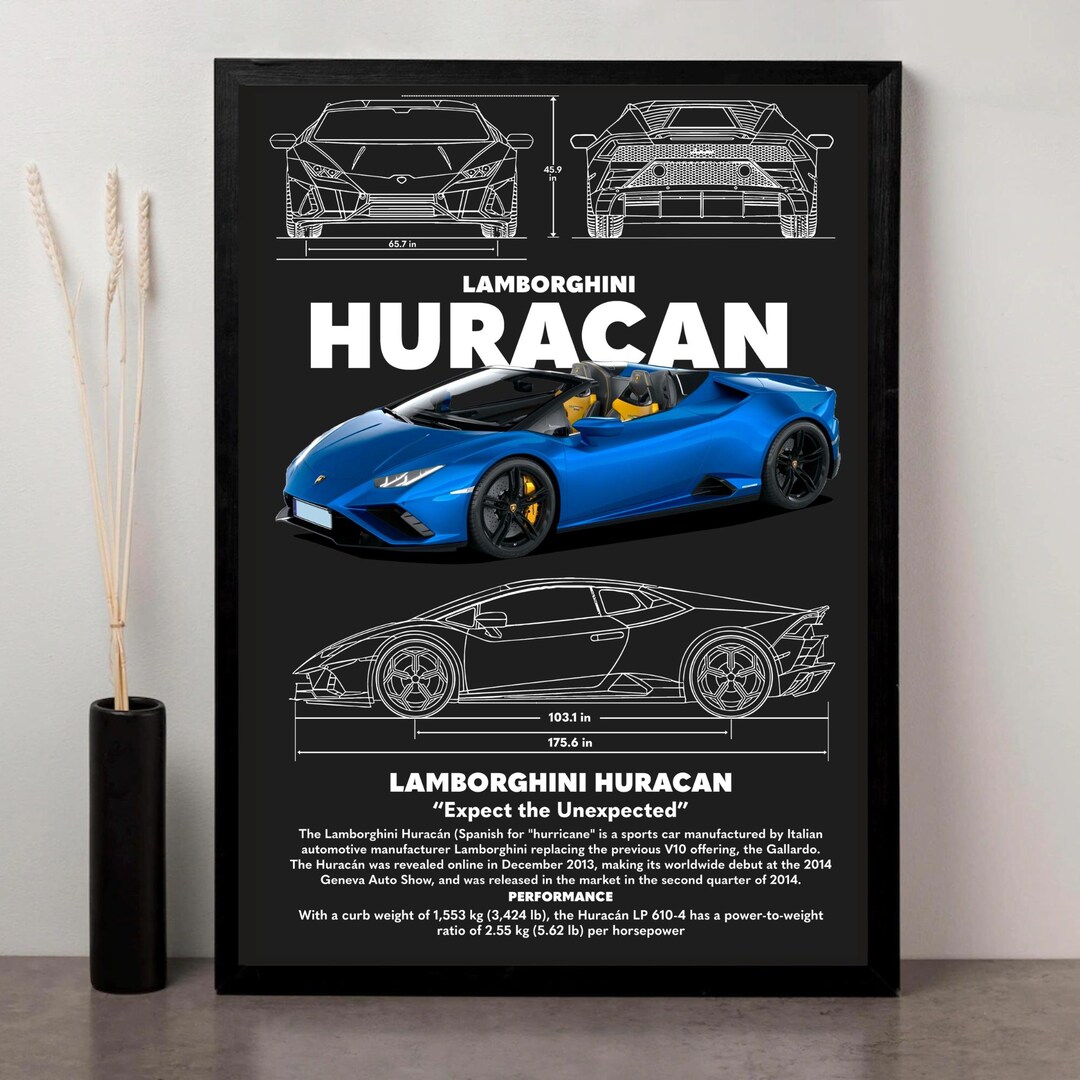 Printable Lamborghini Huracán Poster | Digital Supercar Art PDF | Wall ...