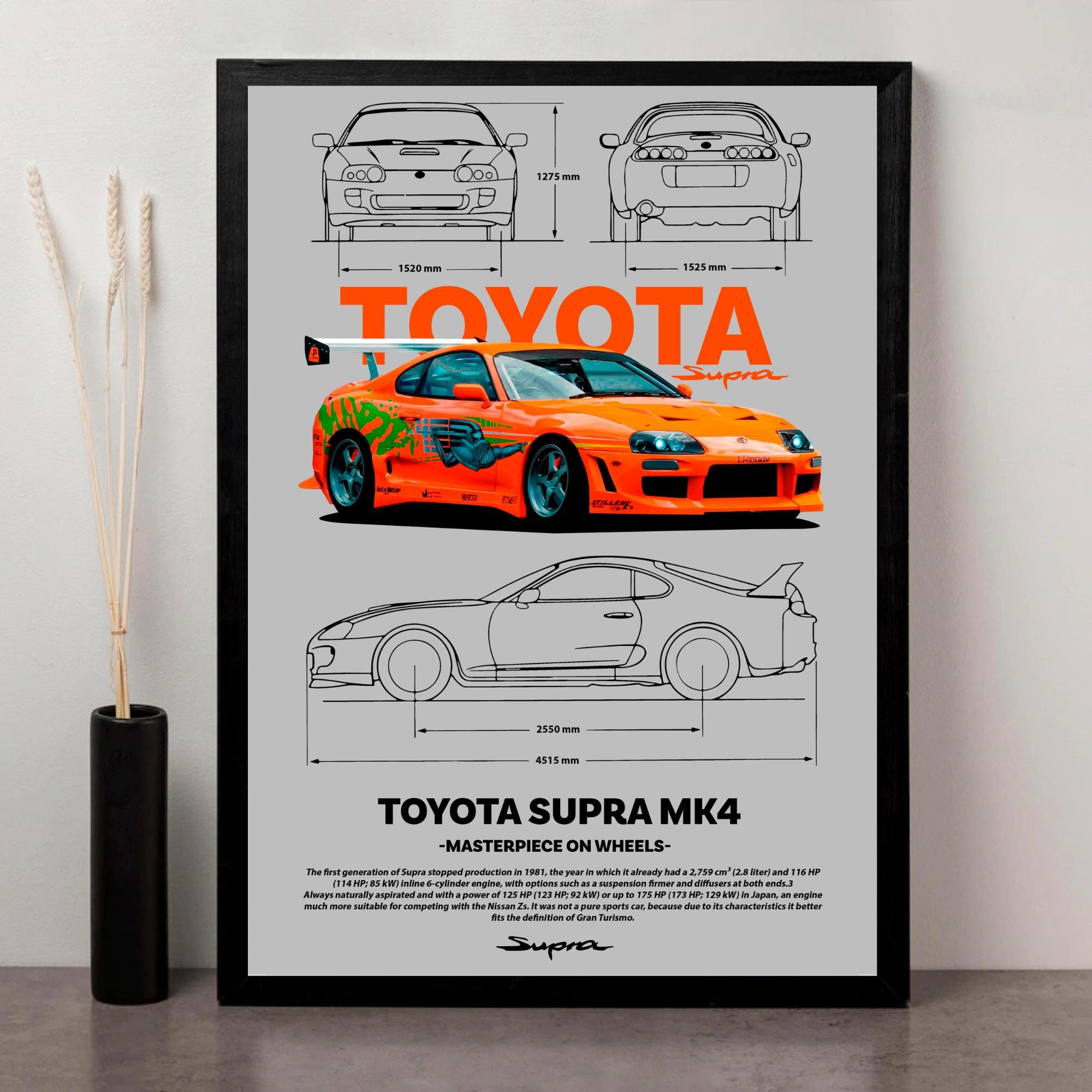 Printable MK4 Toyota Supra Poster | JDM Legend Digital Art PDF | Wall ...