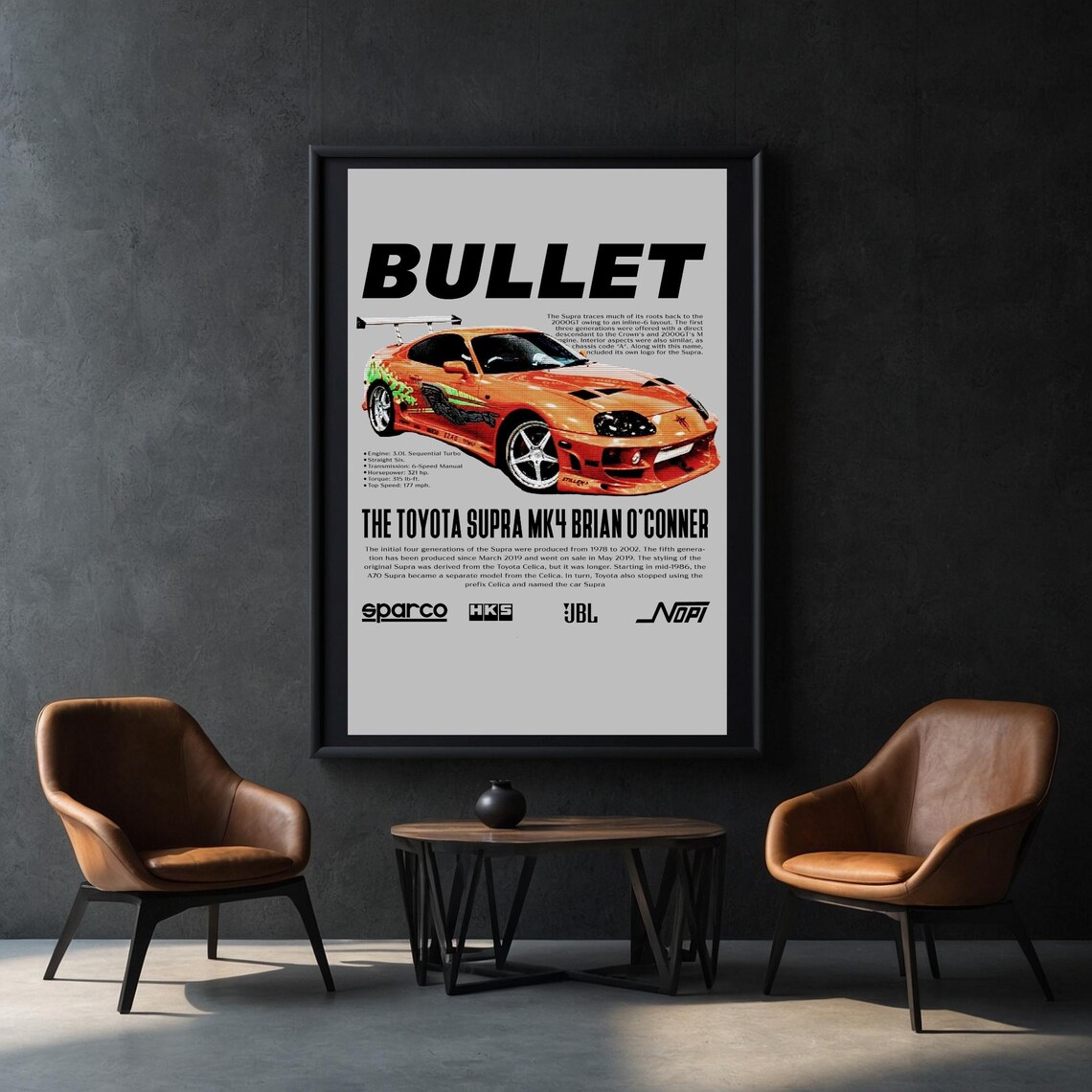 Printable Brian O’conner MK4 Toyota Supra Poster | Fast & Furious ...