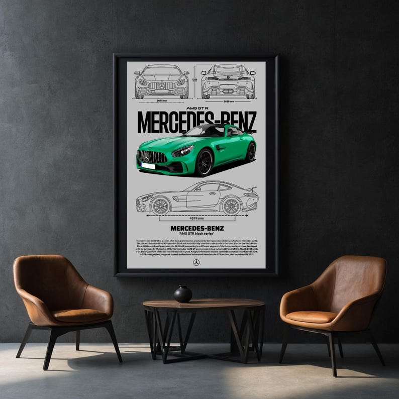 Printable Mercedes AMG GT R Poster | Supercar Digital Art PDF | Wall ...