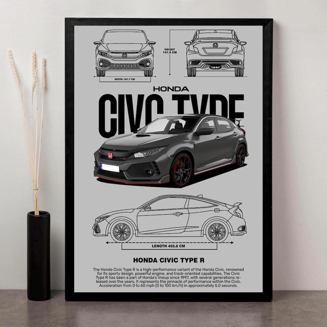 Honda Civic Type R Wall Art | Printable JDM Poster PDF | Bold Digital ...