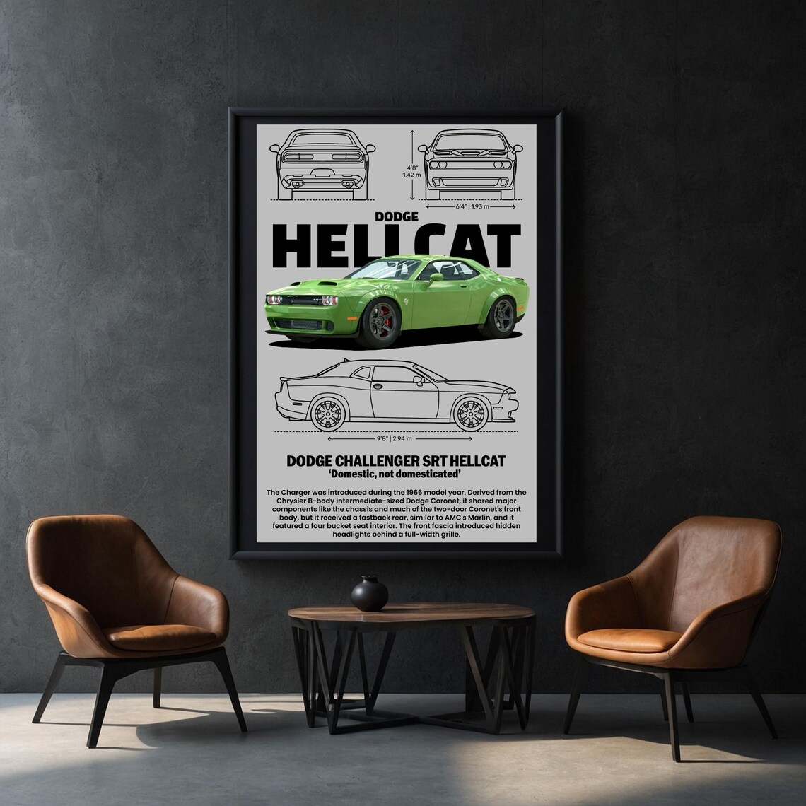 Printable Dodge Hellcat Poster | SRT Muscle Car Digital Art | Wall Art ...