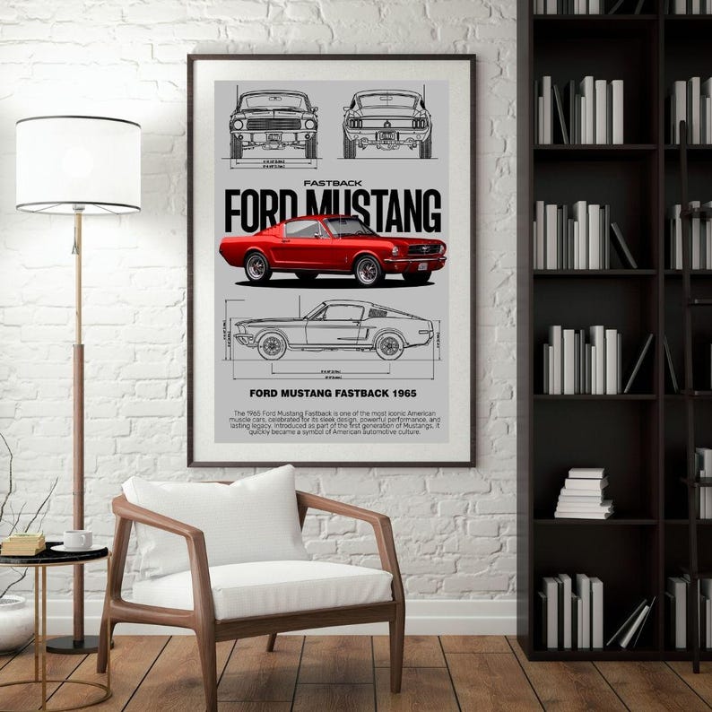 Printable 1965 Ford Mustang Poster | Classic Muscle Car Digital Art PDF ...