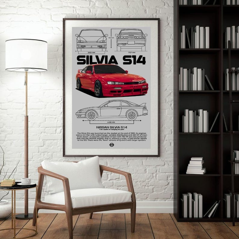 Printable Nissan Silvia S14 Poster | JDM Drift Car Digital Art PDF ...
