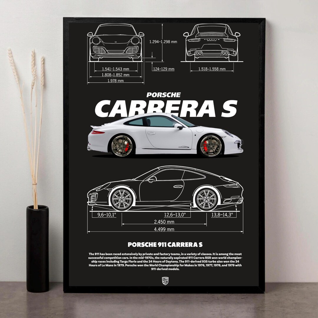 Printable Porsche 911 Carrera S Poster | Luxury Sports Car Digital Art ...