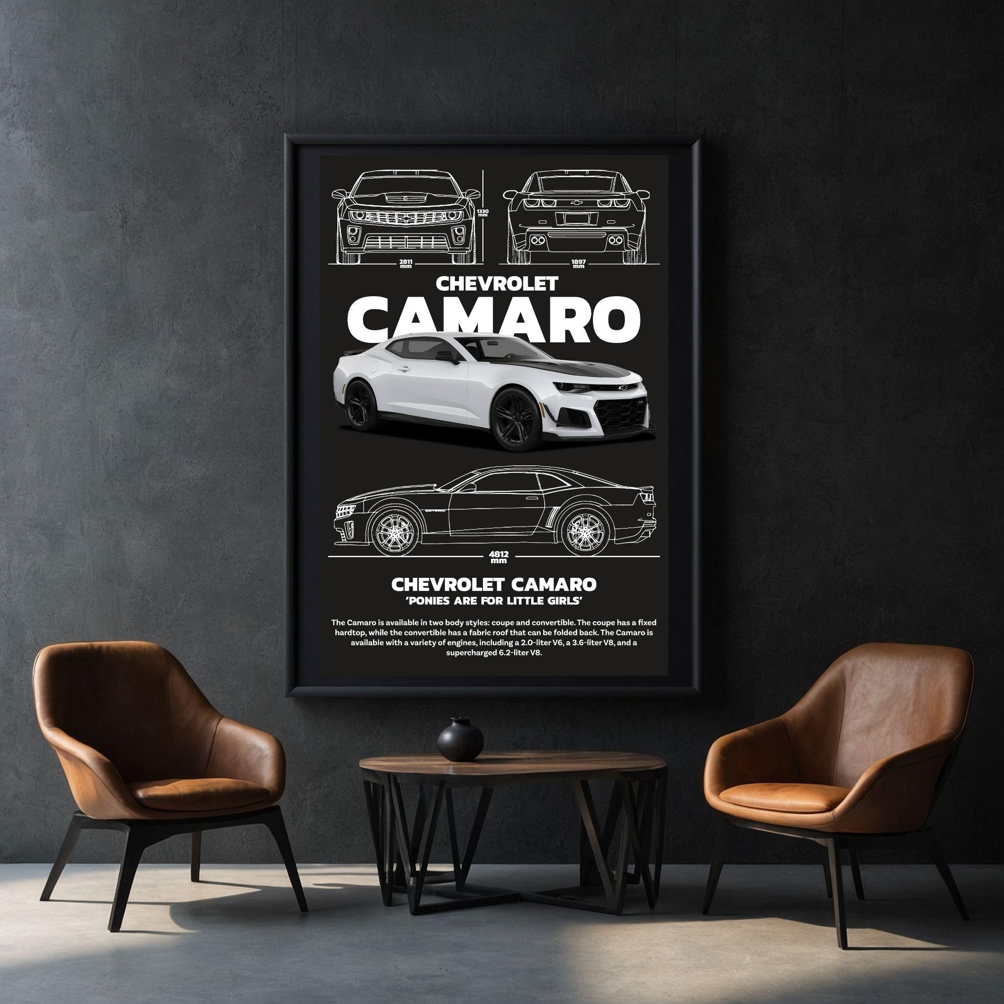 Camaro Wall Art | Printable Chevy Muscle Car Poster PDF | Bold Digital ...