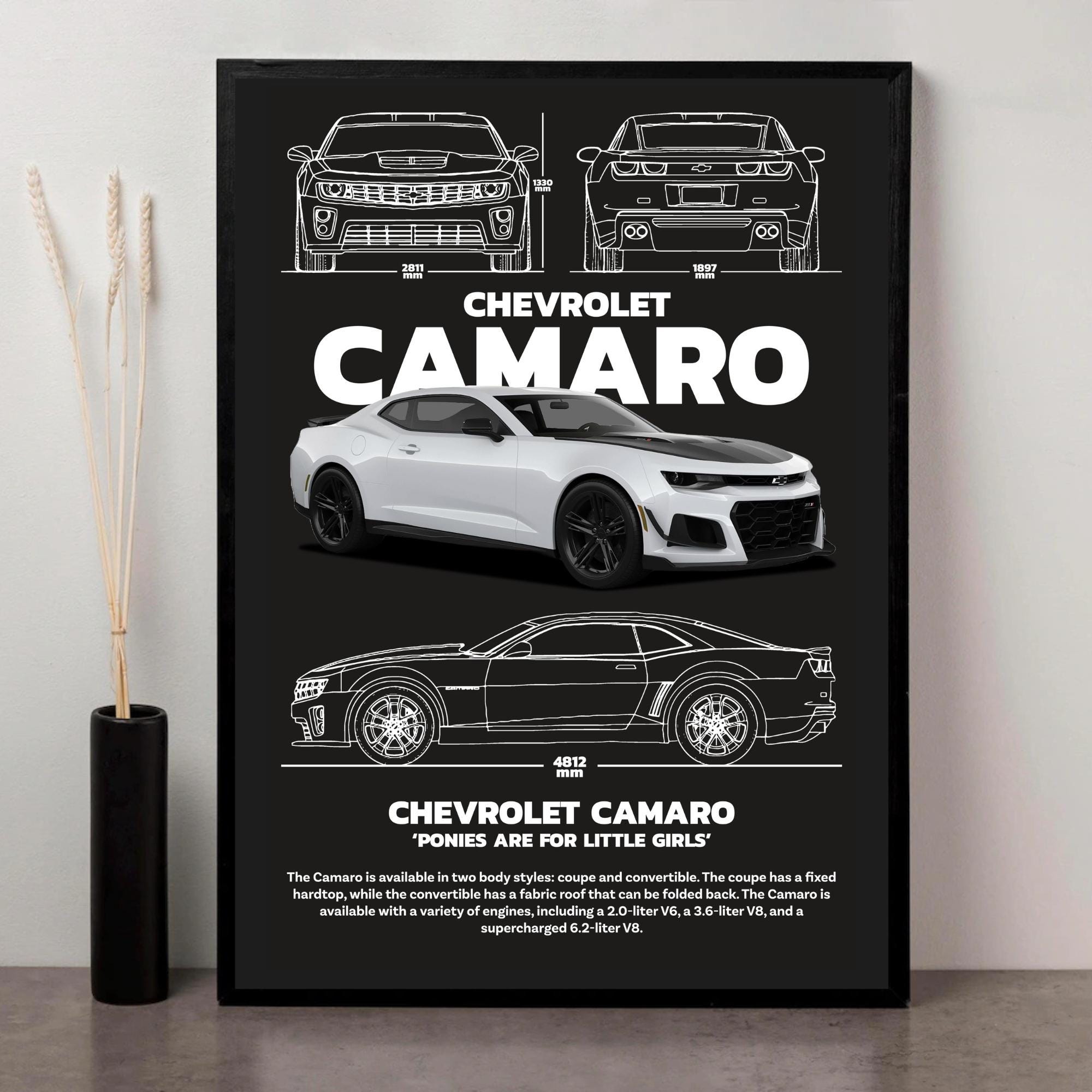 Camaro Wall Art | Printable Chevy Muscle Car Poster PDF | Bold Digital ...